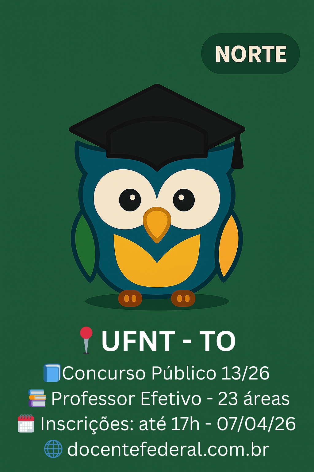 UFNT - Professor Efetivo - Concurso Público Edital Nº 13/2026 ...